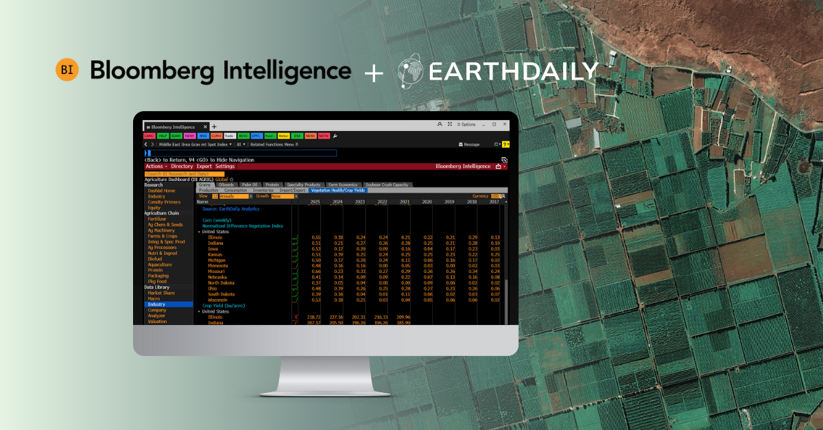 EarthDaily Now Live on the Bloomberg Terminal: Bringing Next-Gen Crop Intelligence to Global Markets